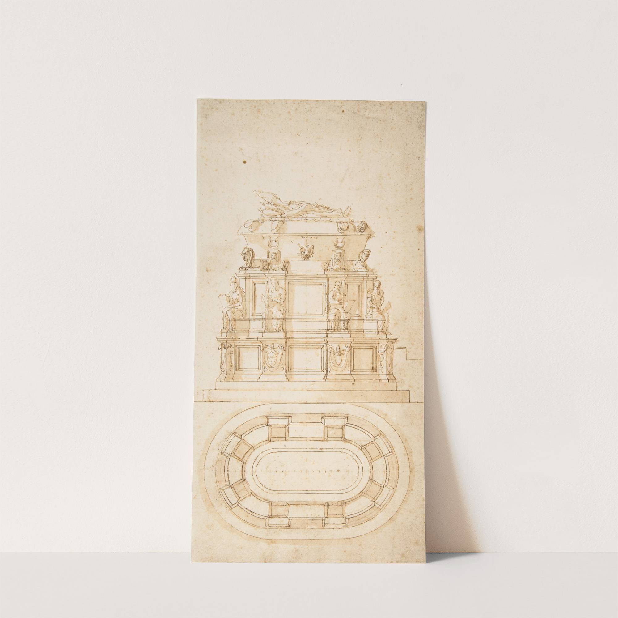 Design for a Freestanding Tomb Seen in Elevation and Plan – ArtworkCulture